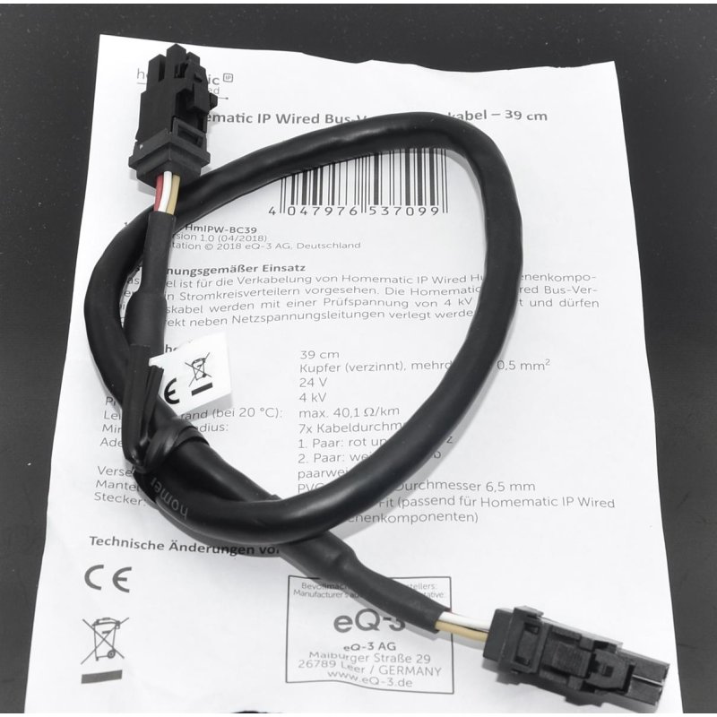 Homematic IP Wired Bus-Verbindungskabel HmIPW-BC39 - 39 cm, 11,95 Homematic IP Wired Bus-Verbindungskabel HmIPW-BC39 - 39 cm, 11,95